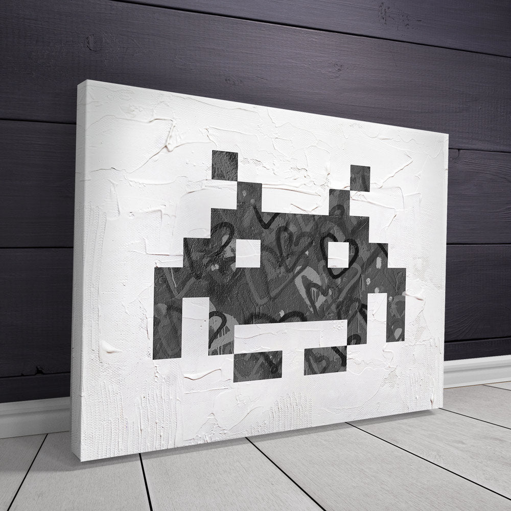 Black & White Space Invader | TheGOATWallArt