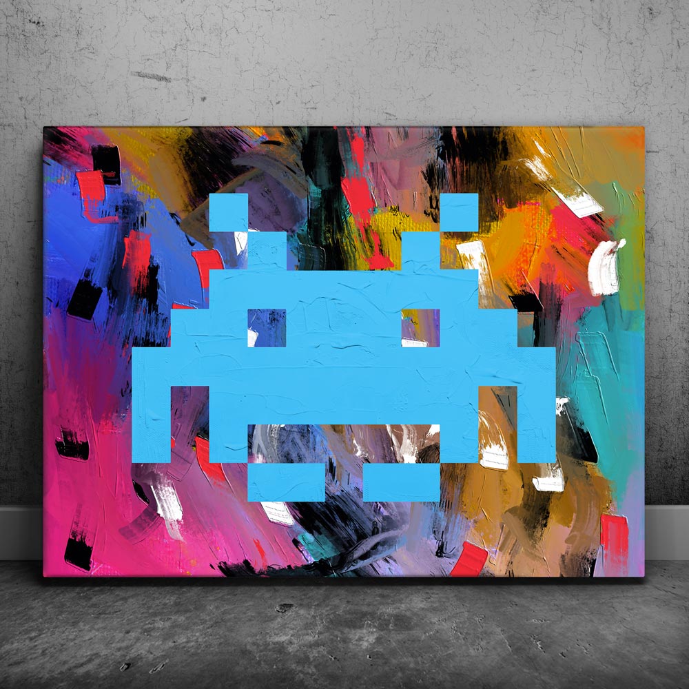 Painted Space Invader – TheGOATWallArt