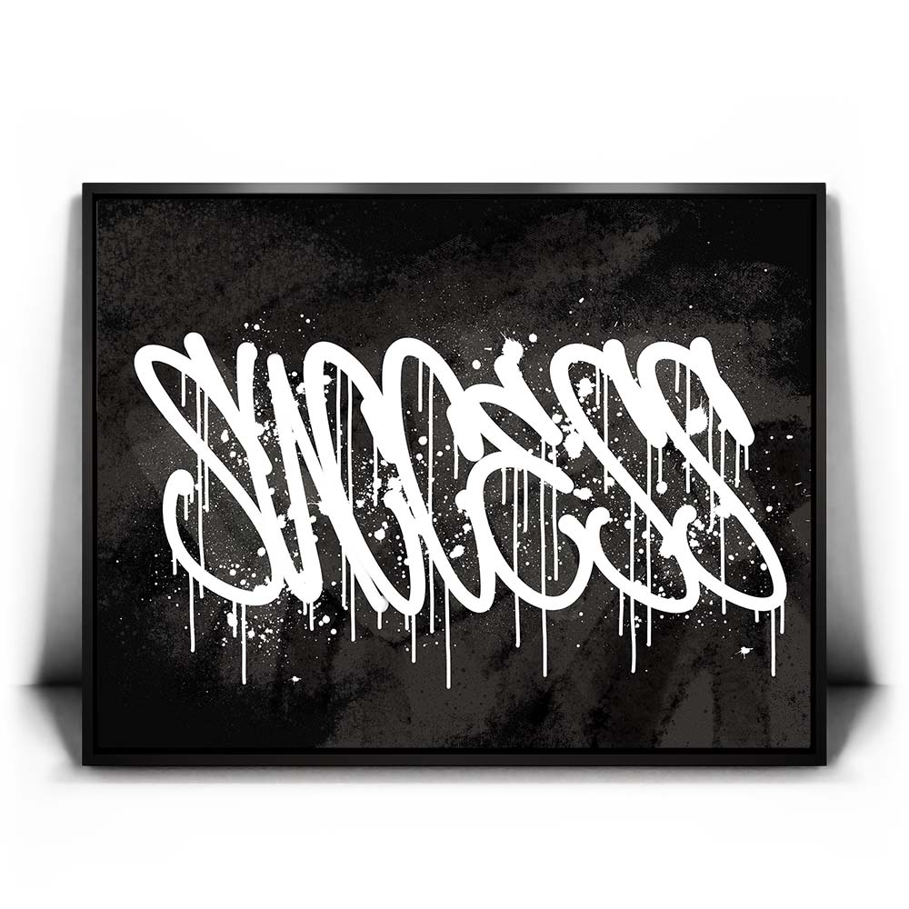 Success - Calligraphy - Black and White – TheGOATWallArt