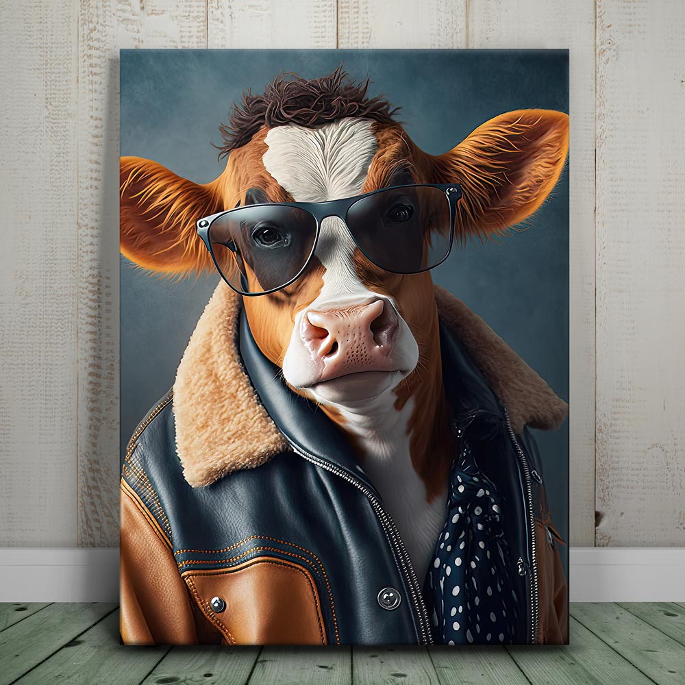 Cow Wearing Leather – TheGOATWallArt