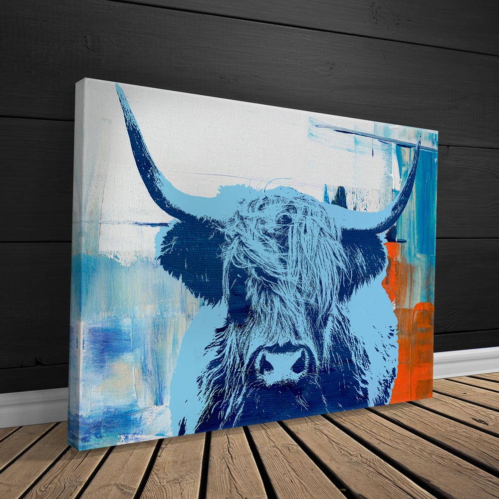 Highland Cow Blue | TheGOATWallArt