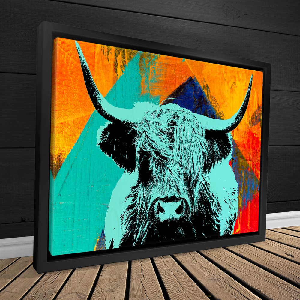 Highland Cow Teal | TheGOATWallArt